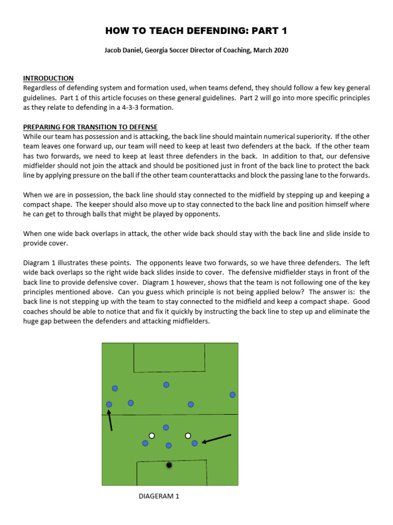 How To Teach Defending | PDF | Defender (Association Football ...
