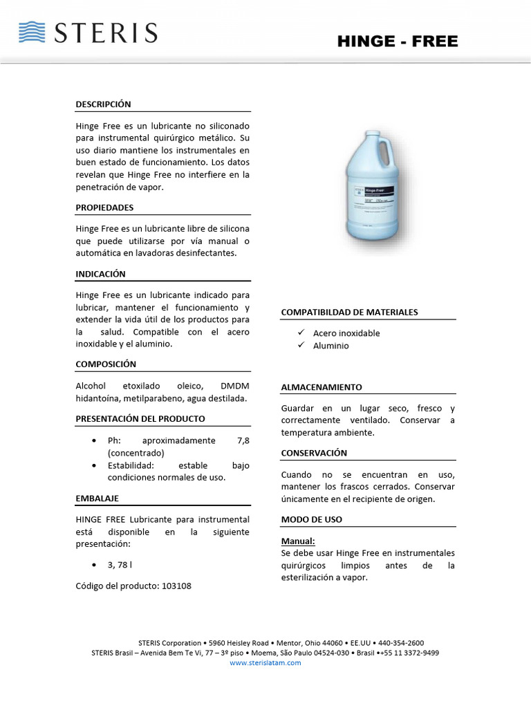 Ficha Te - Cnica - Hinge Free Es 1 | PDF | Agua | Química