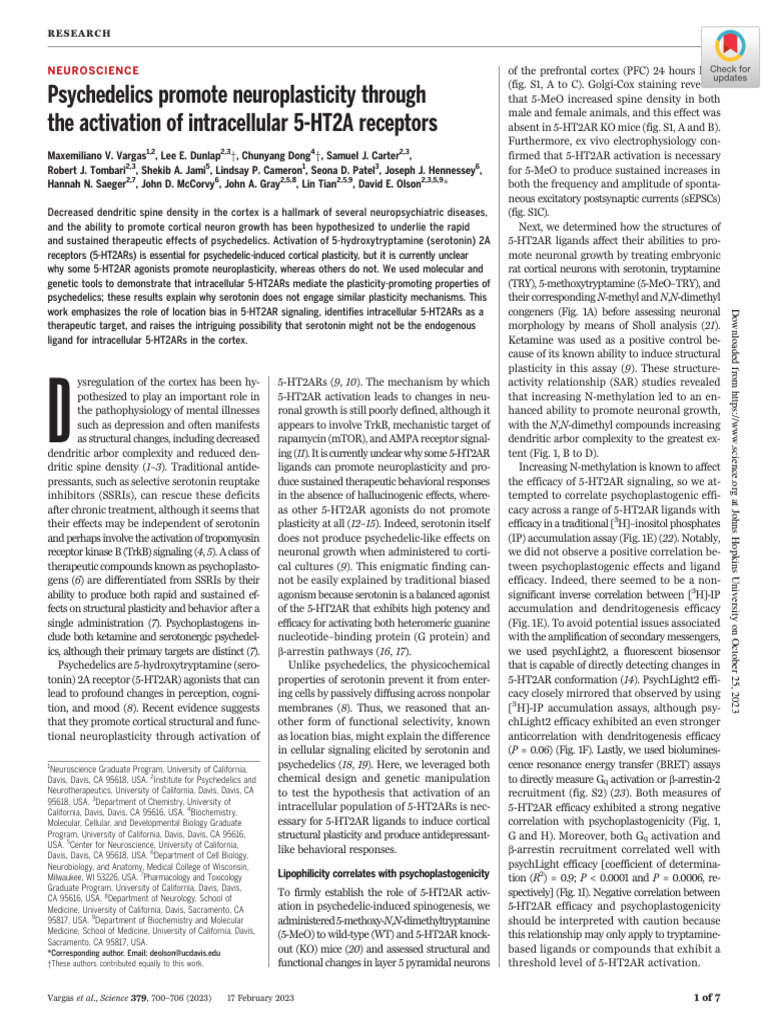 Vargas Et Al. 2023 - Psychedelics Promote Neuroplasticity Through The ...