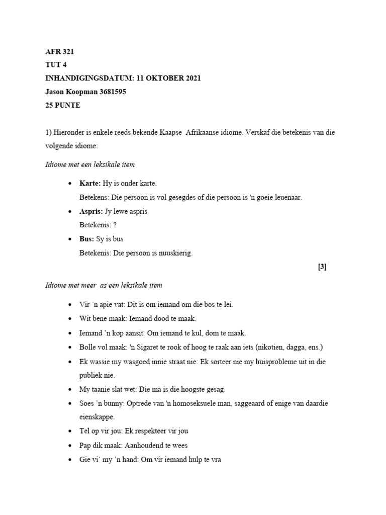 2021 - AFR 321 - TUT4 Groep | PDF