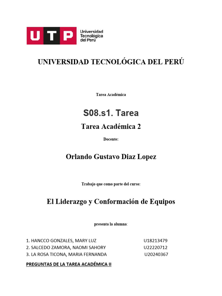 S08.s1. Tarea: Universidad Tecnológica Del Perú | PDF | Inteligencia ...