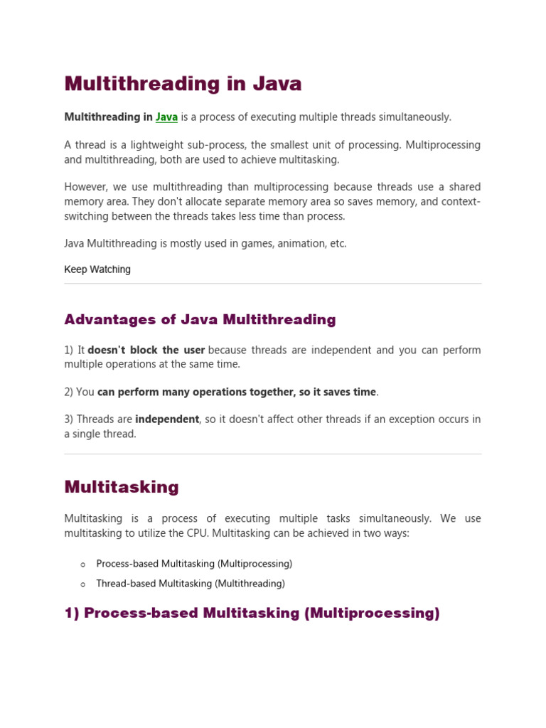 Multi Threading Pdf Process Computing Thread Computing