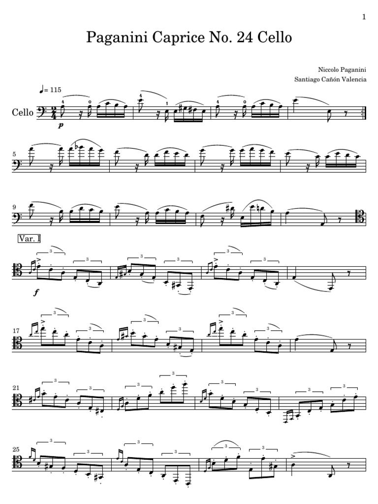 Paganini Caprice No. 24 Cello | PDF