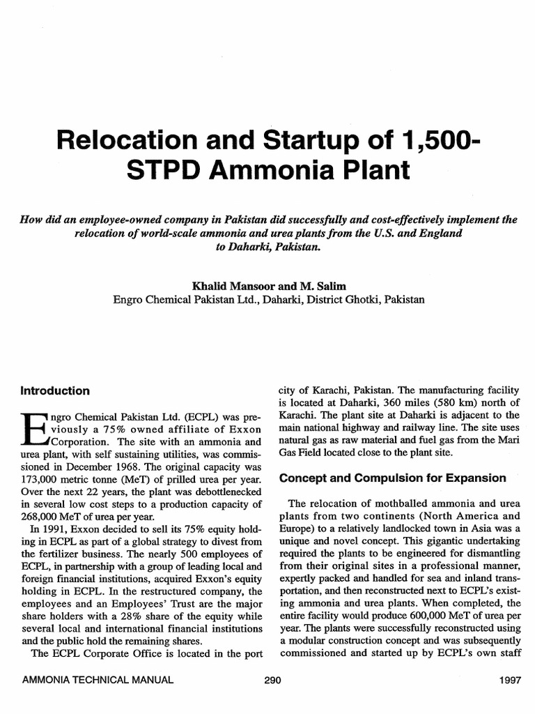 Ammonia Relocation | PDF | Urea | Physical Sciences