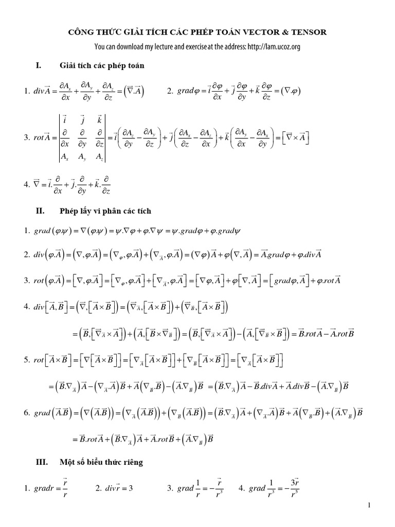 Congthucvector Tensor | PDF
