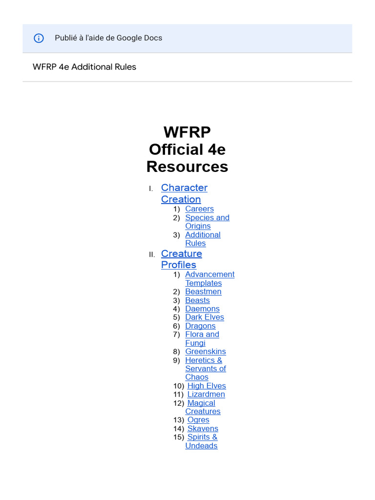 WFRP 4E Character and Creature Guide | PDF