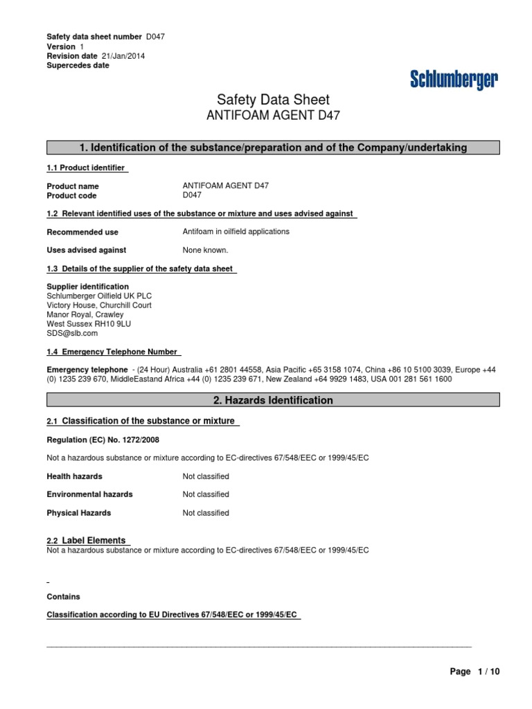 D047 SLB Chemical | Download Free PDF | Personal Protective Equipment ...