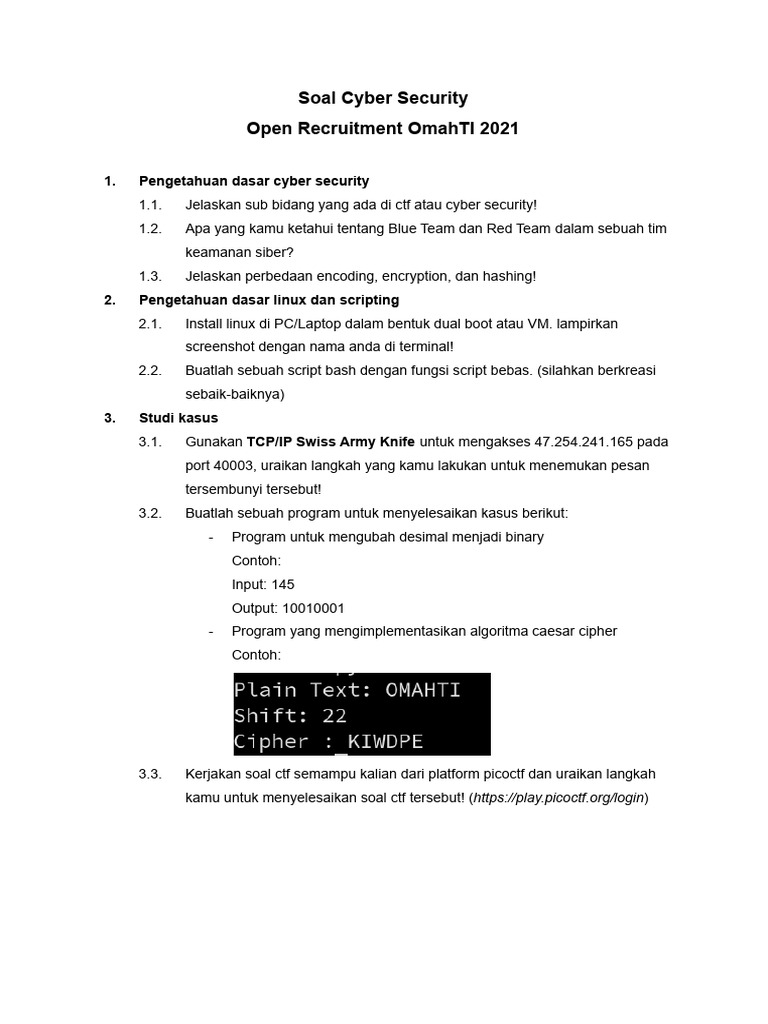Soal Cyber Security | PDF | Komputer