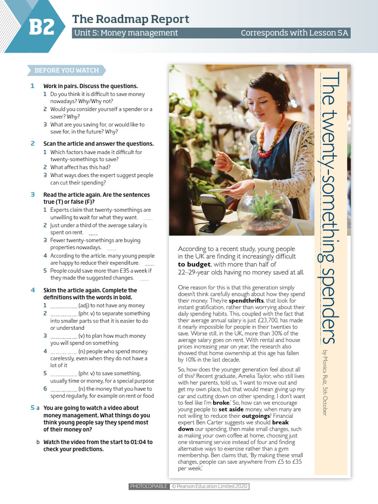 RM B2 Video Worksheets U5 | PDF