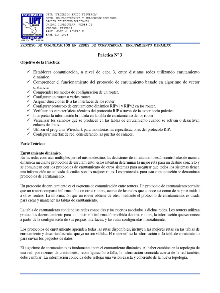 Práctica #3-Enrutamiento - Dinamico - RIP | PDF | Enrutador (Computación) | Enrutamiento