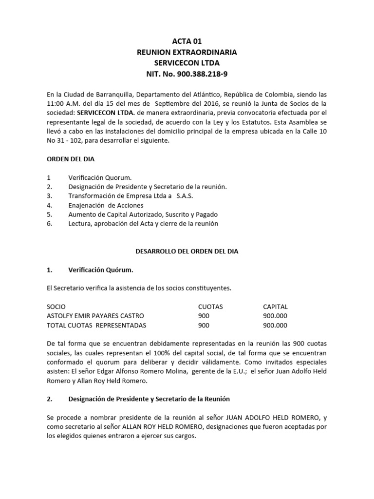 Acta 03 Transformacion | PDF | Sociedad de responsabilidad limitada | Sociedad