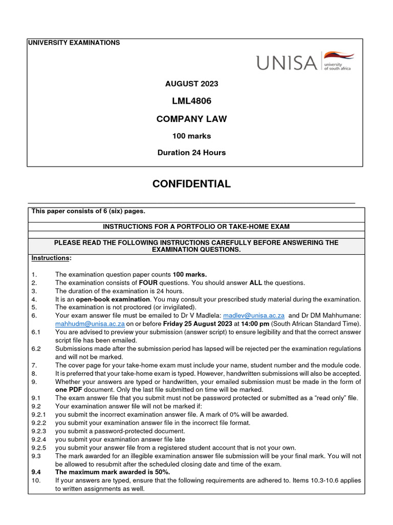 LML4806 2023 Semester 2 FI Concession Exam Paper | PDF | Board Of ...