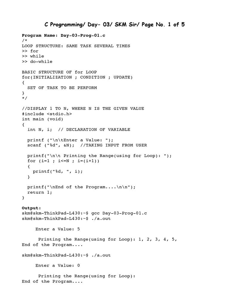 Imu Be Me Sem I C Programming Day 03 Loop Pdf Systems Engineering Computer Programming 