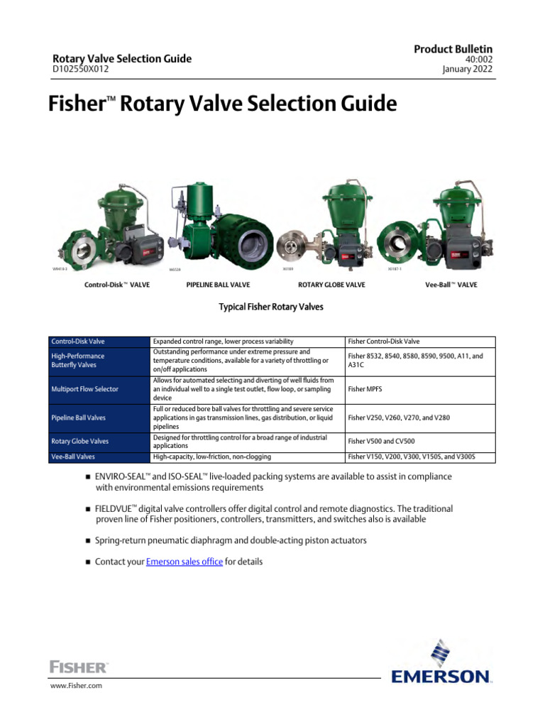 Product Bulletin Fisher Rotary Valve Selection Guide en 135280 | PDF | Valve | Actuator