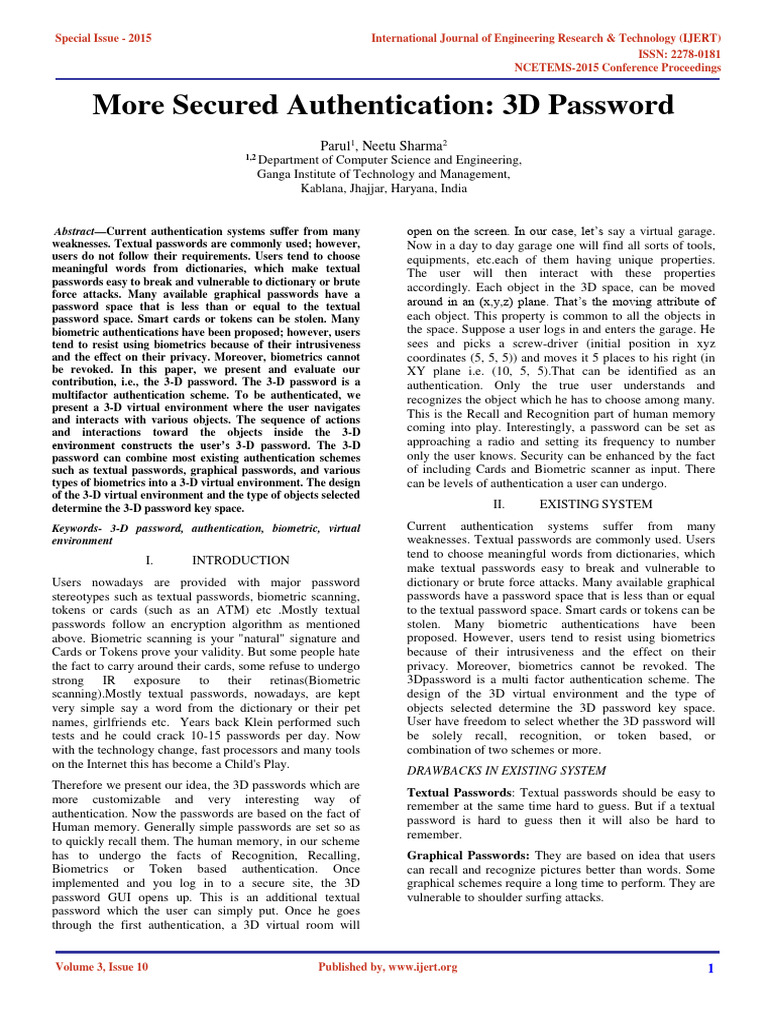 More Secured Authentication 3d Password Ijertconv3is10042 Pdf