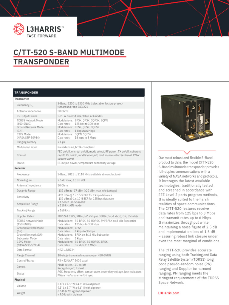 Ims Eo Datasheet S-Band Transponder | PDF | Computer Engineering | Wireless