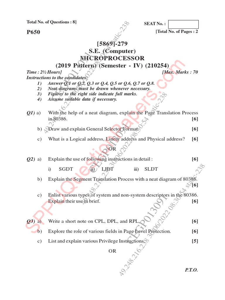 Be Computer-Engineering Semester-4 2022 May Microprocessor-Pattern-2019 | PDF | Office Equipment ...
