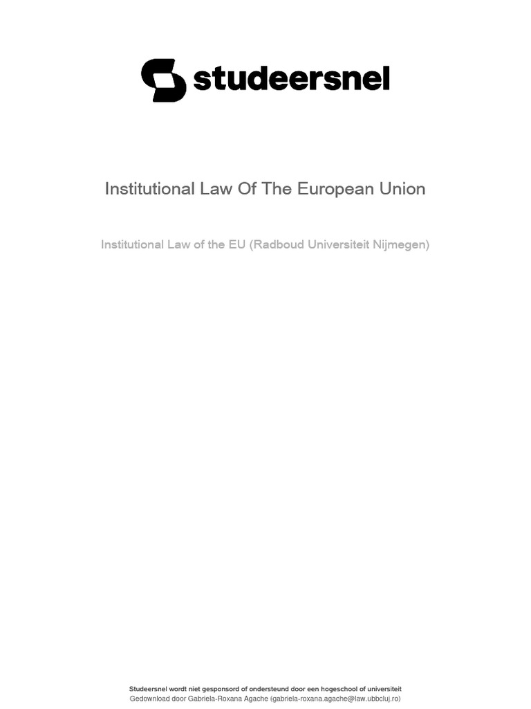 Institutional Law of The European Union | PDF | European Court Of ...
