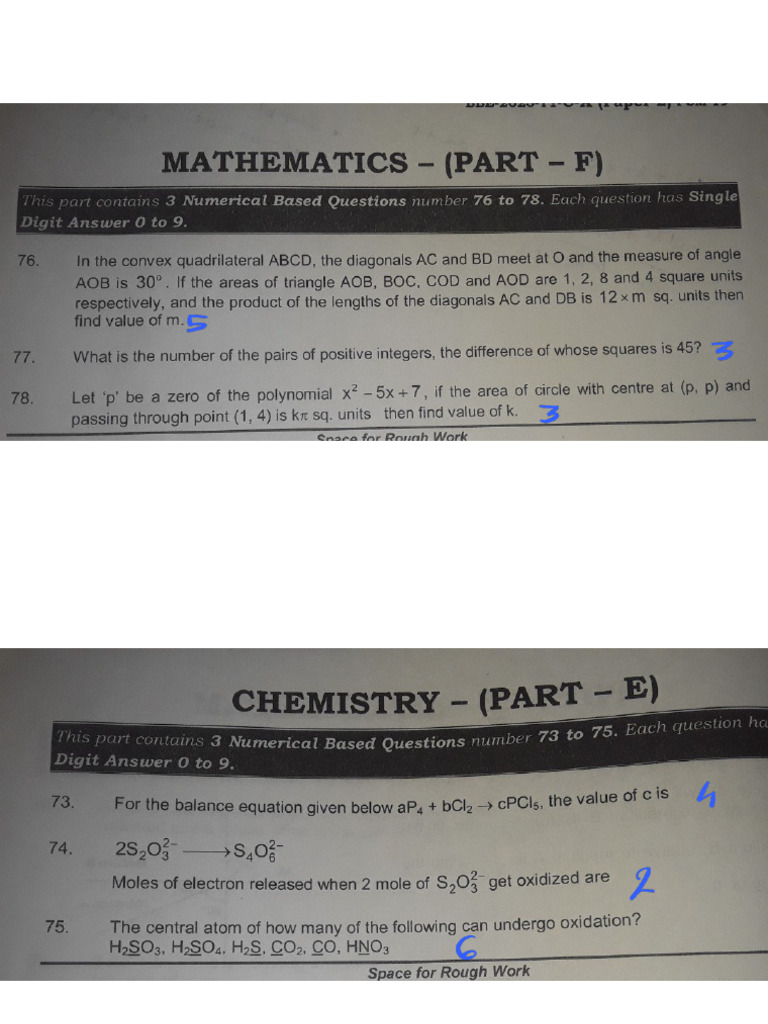 BB Fiitjee Question Paper 1&2 - 231029 - 031043 | PDF