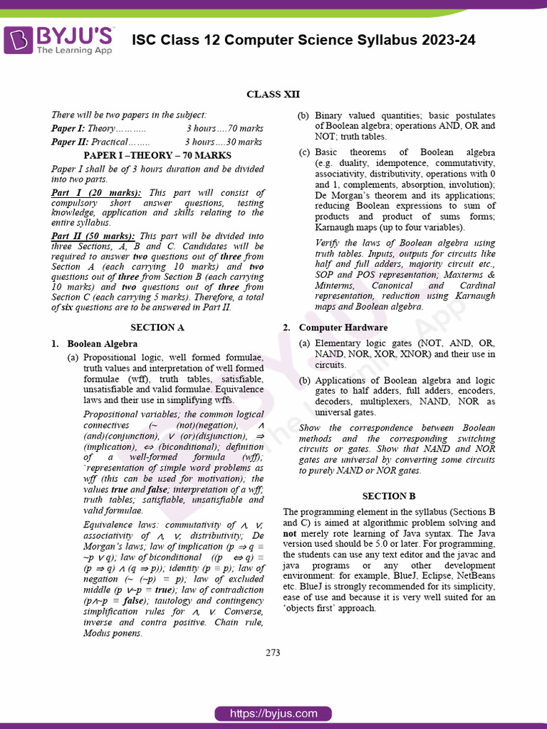Isc Class 12 Computer Science Syllabus 2023 24 Pdf Inheritance Object Oriented Programming 3179