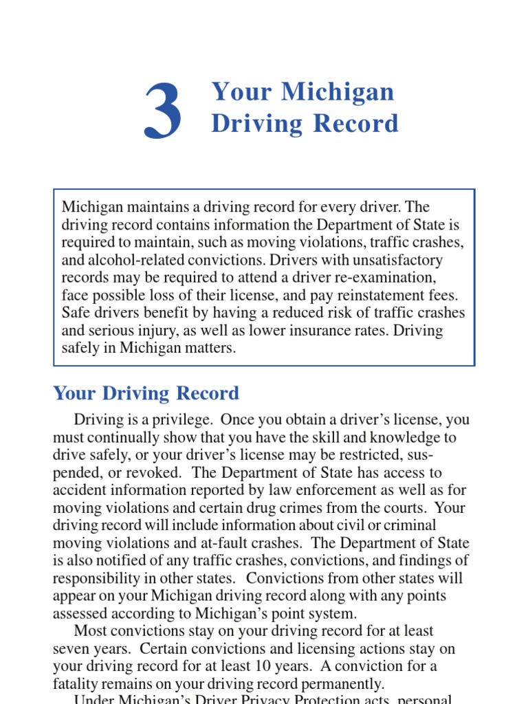 6.SOS WEDMK 3 Your MI Driving Record 158265 7 | PDF | Traffic Ticket ...