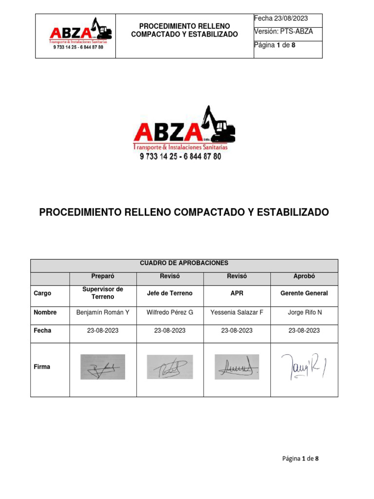 05 Procedimiento Relleno Compactado y Estabilizado | PDF | Peatonal