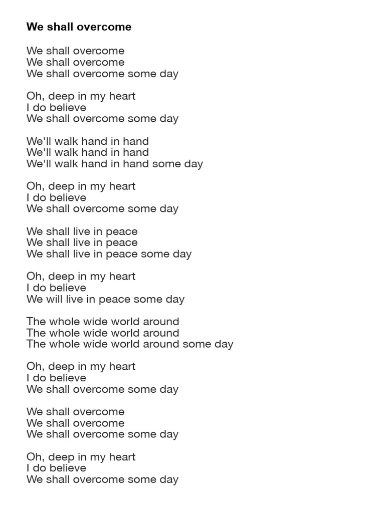 We Shall Overcome Lyrics | PDF