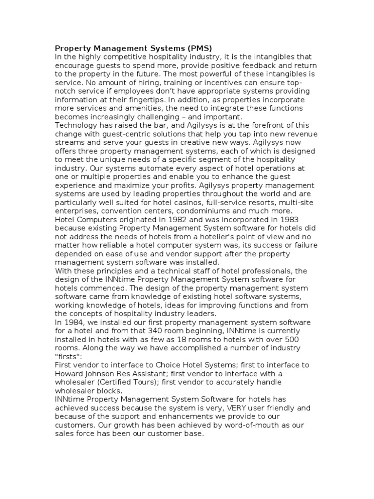 Property Management Systems | PDF | Point Of Sale | Sales