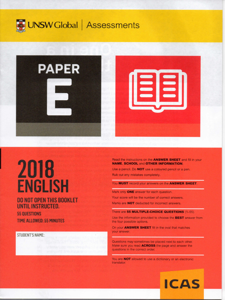 ICAS English E 2018 | PDF