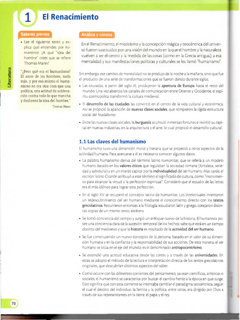 Lenguaje 11° Tema 1 U3 El Renacimiento | PDF