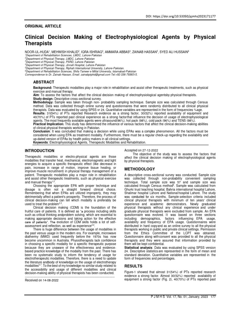 Clinical Decision Making of Electro | PDF | Physical Therapy | Therapy
