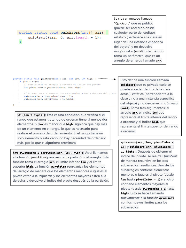 Explicacion de Parte Del Codigo Quicksort | PDF | Programación de computadoras | Ingeniería de ...