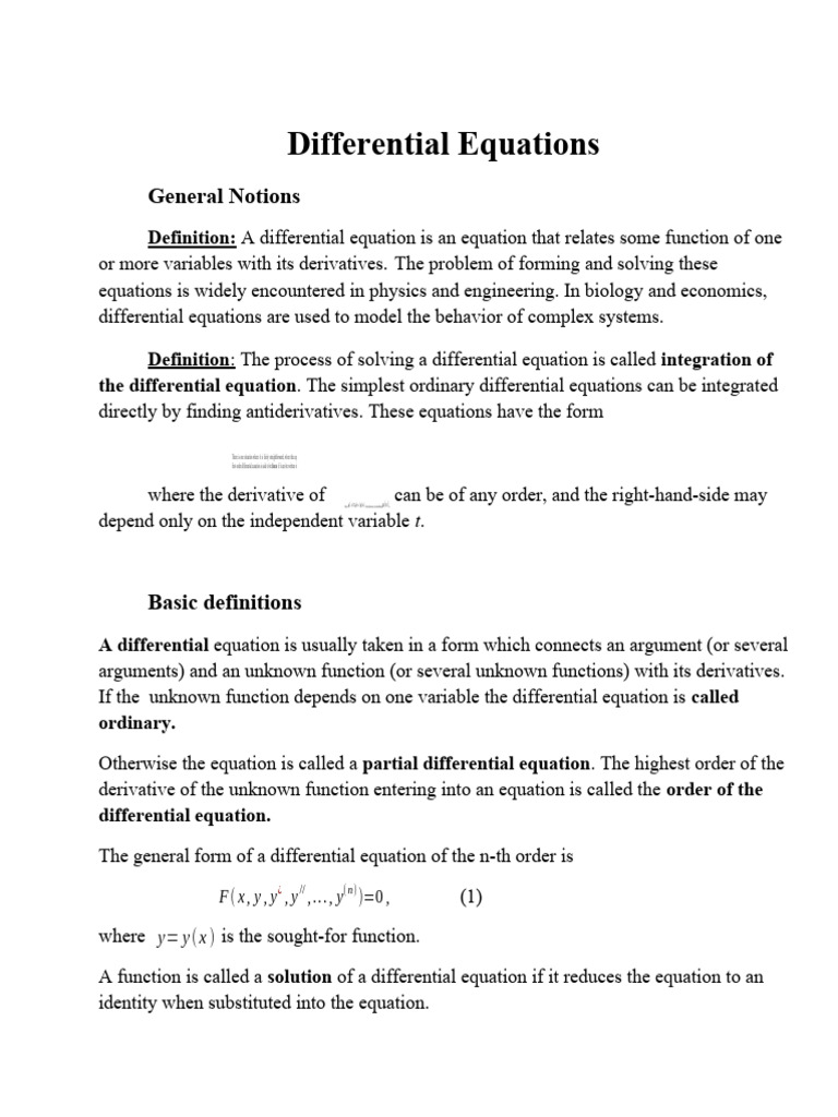 Differential Equations Lectures | PDF | Equations | Differential Equations