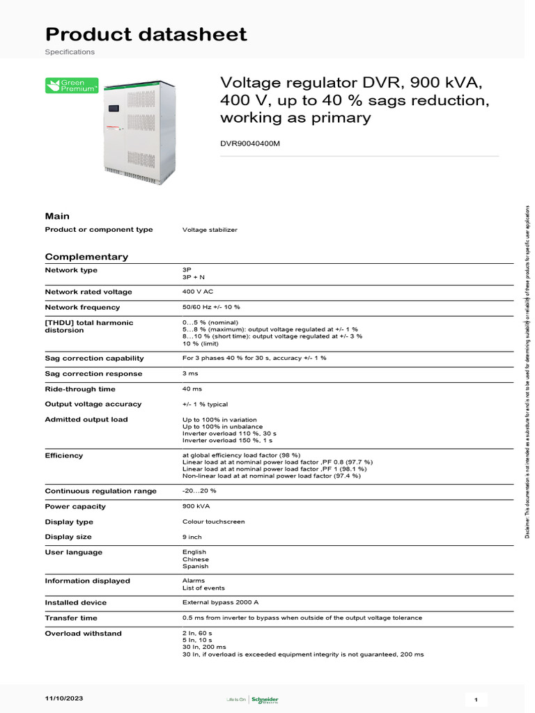 PowerLogic DVR - DVR90040400M Apf | PDF | Power Inverter | Metrology