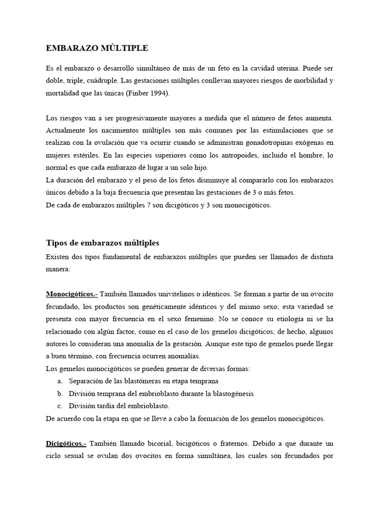 Embarazo Múltiple | PDF | Gemelo | Nacimientos Múltiples