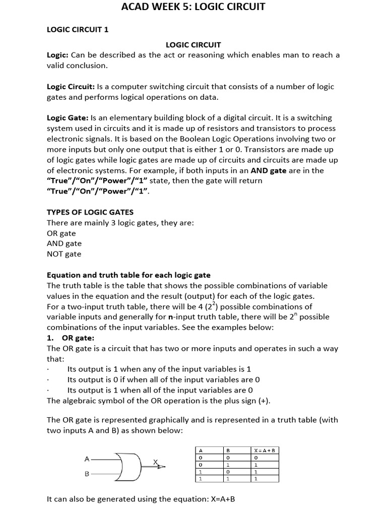 Computer Studies SS2 Acad Week 5 | PDF | Logic Gate | Electronic Circuits