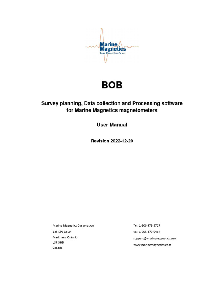 BOB User Manual for Marine Magnetics | PDF | Magnetometer | Backup