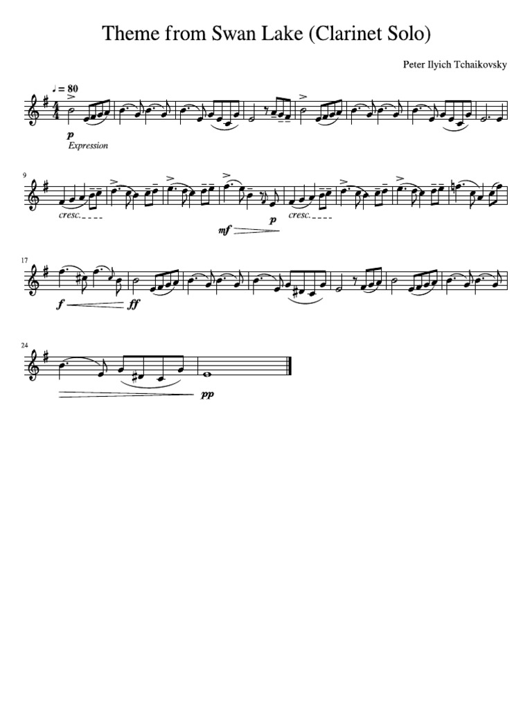 Theme From Swan Lake (Clarinet Solo) - 1 | PDF
