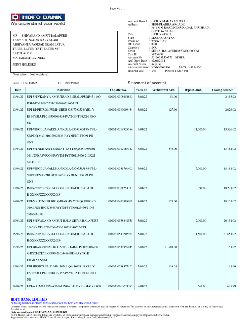 AC Statement | PDF | Debits And Credits | Payments