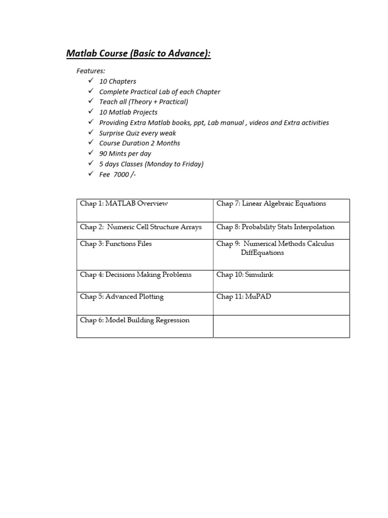Matlab Course Pdf