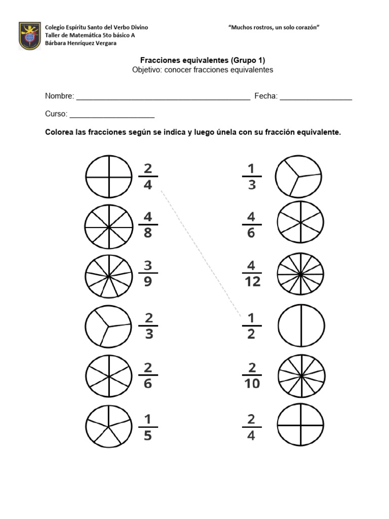 Taler Matematica 5to Fracciones Equivalentes | PDF