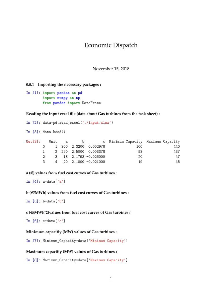 Economic Dispatch Python | PDF