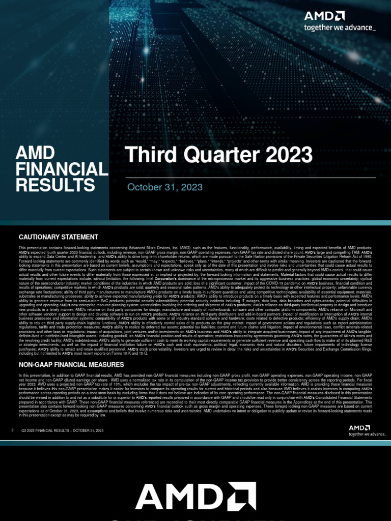 AMD Q3'23 Earnings Slides | PDF | Graphics Processing Unit | Income ...