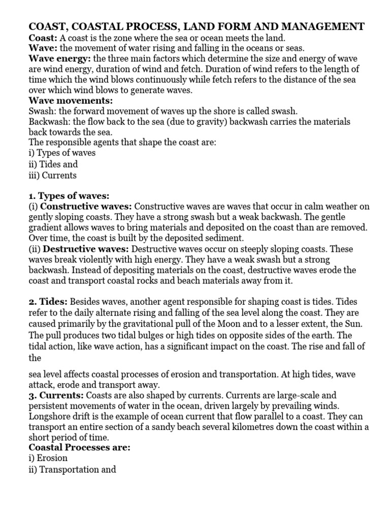 Coast, Coastal Process, Land Form and Management | PDF | Beach | Coast