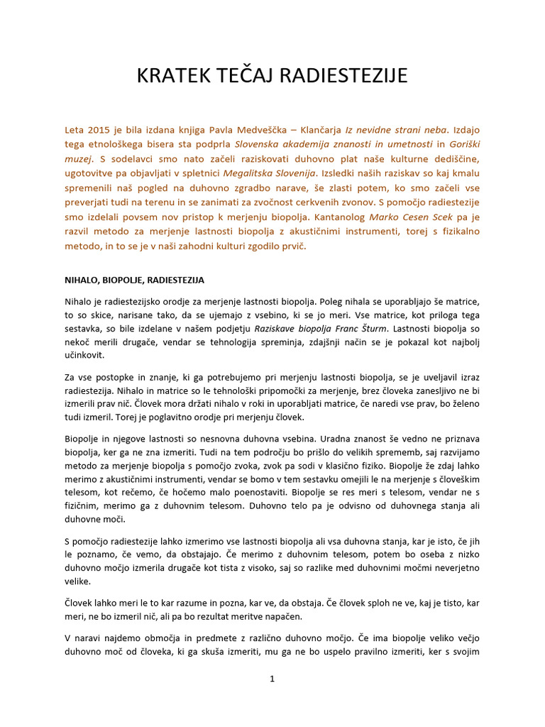 Kratek Tecaj Radiestezije | PDF