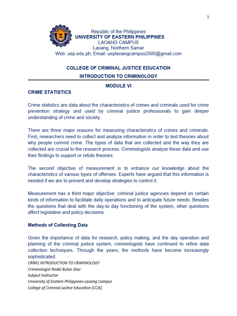 Module III Crime Statistic | PDF | Survey Methodology | Criminology