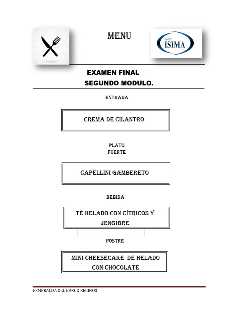 EXAMEN FINAL Segundo MODULO | PDF | Helado | Tarta de queso
