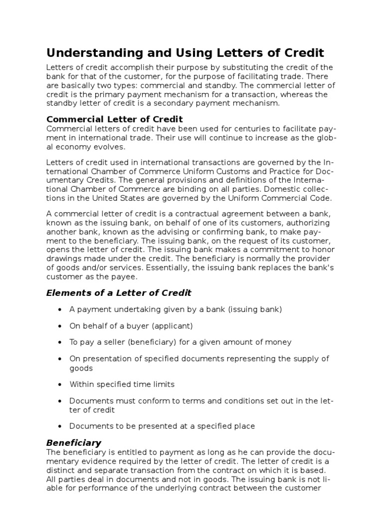 Letter of Credit | PDF | Letter Of Credit | Invoice