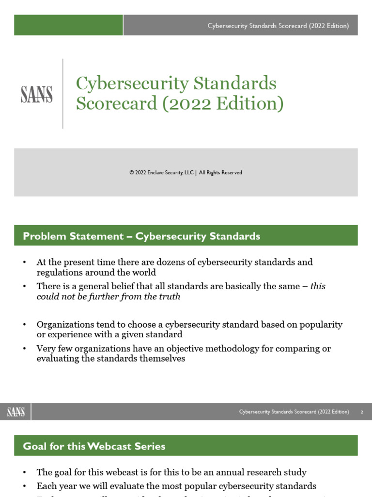 Cybersecurity Standards Scorecard 2022 Edition | PDF | Security ...