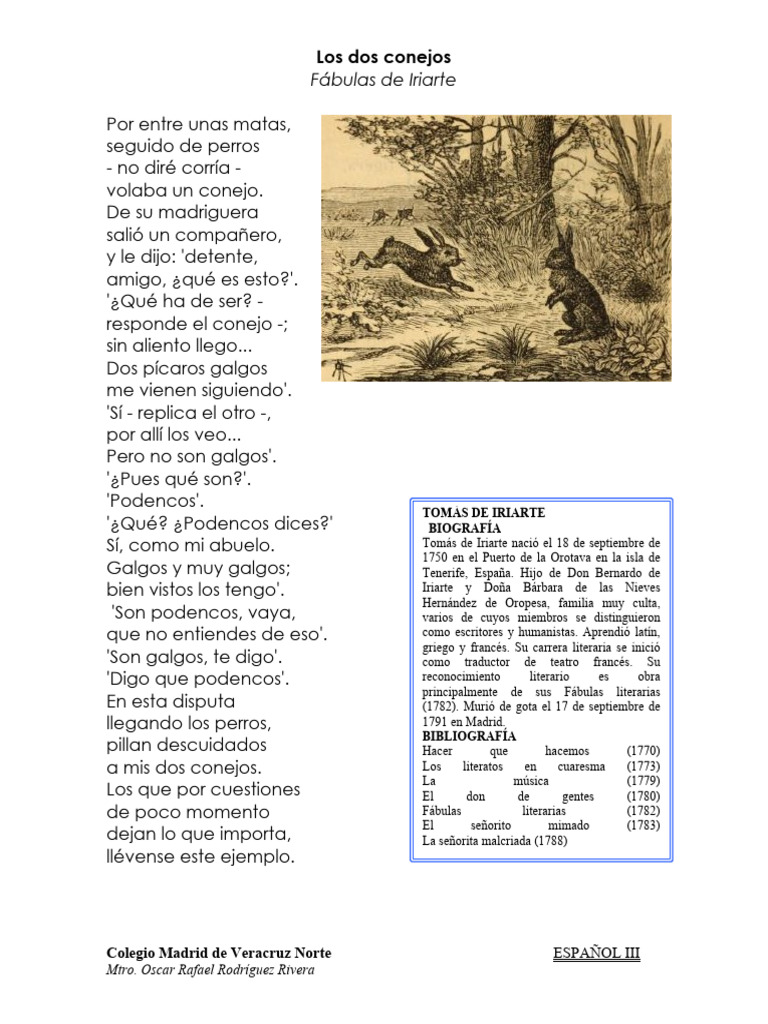 Los Dos Conejos de Iriarte | PDF